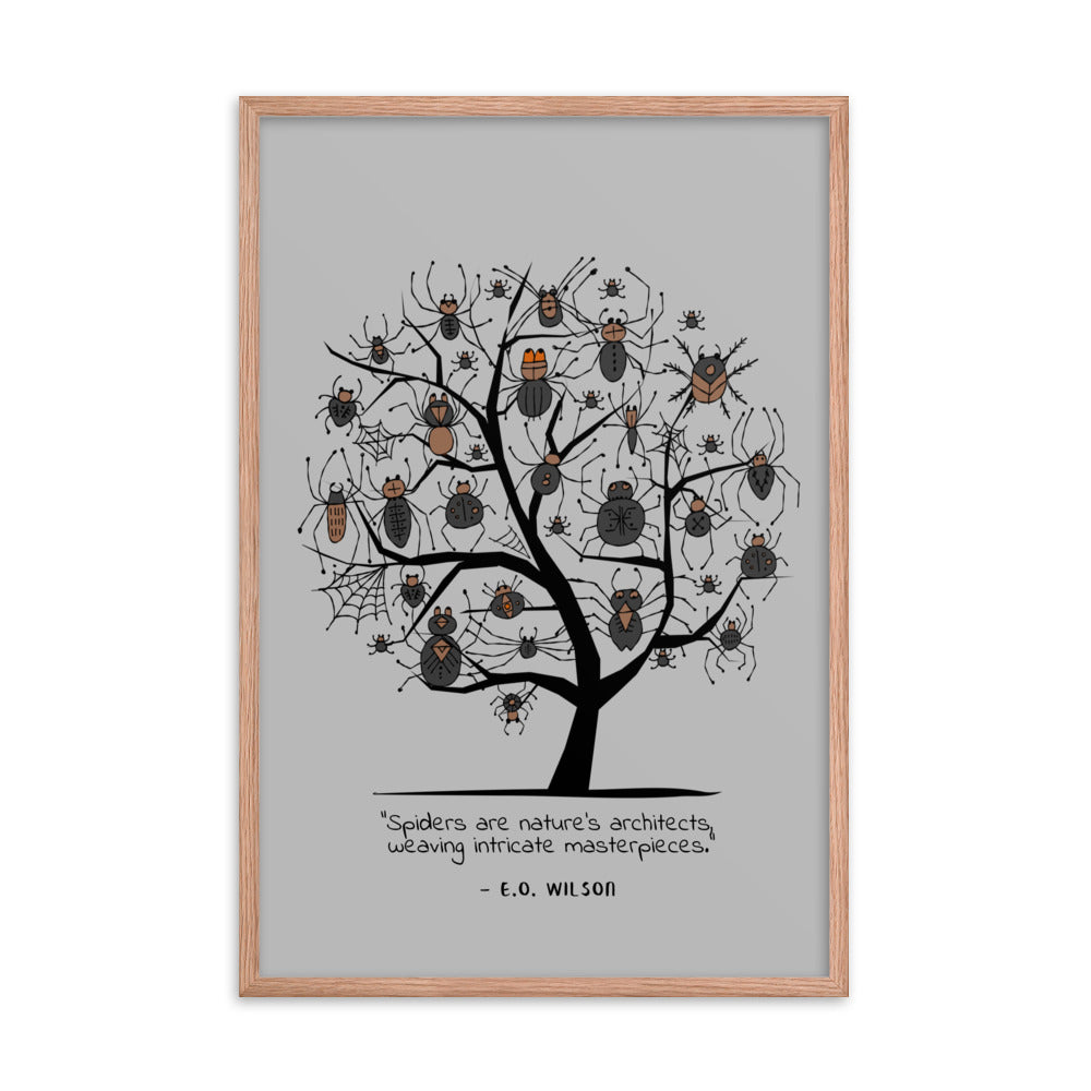 Framed poster with Spiders. Arachnology concept art tree. – kudrylab